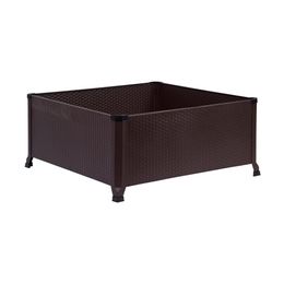 Dobar Metall-Hochbeet in Rattanoptik - 80x80x37cm - dunkelbraun - Stahl