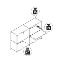 Tchibo - Sideboard Metall &raquo;Cn3&laquo; mit 2 versetzbaren Klappenf&auml;chern - 152x40x82,5cm - chrom -