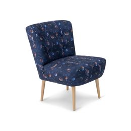 Max Winzer -Kindersessel mit Galaxieprint &raquo;Fiona&laquo; - 58x68x78cm - dunkelblau - Polyester / Buchenholz / Holz