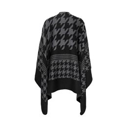 Tchibo - Poncho mit Hahnentritt-Jacquard - schwarz