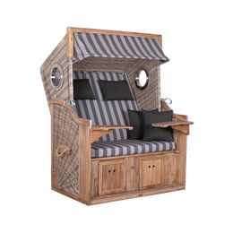 DeVries Strandkorb - 130x80x165cm - grau - Akazienholz / Polyethylen / Polyester
