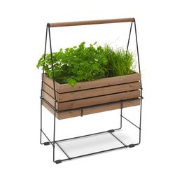 Tchibo - Kr&auml;uterkasten mit Tragegestell &raquo;Elin&laquo; - 50,5x25x69cm - silber - Holz / Stahl / Polypropylen