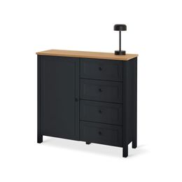 Tchibo - Kommode &raquo;Clara&laquo; mit Schubladen und T&uuml;r - 92x31x87cm - schwarz - Holz / Echtholzfurnier / Metall