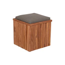 DeVries Sitzhocker mit Stauraum - 45x45x45cm - taupe - Holz