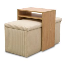 Domo Hocker mit Tisch &raquo;Kopenhagen&laquo; - 91x41x43cm - creme - Polyester / Acryl / Holz