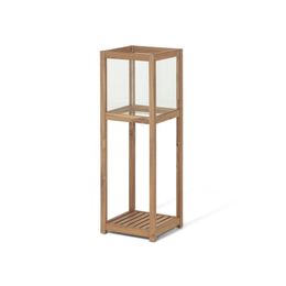 Tchibo - Dekoratives Windlicht mit Regalboden - 35x35x105,5cm - braun - Akazienholz / Glas / Plastik