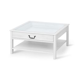 Tchibo - Couchtisch mit Glasplatte - 79,5x82x40cm - schwarz - Holz / Glas / Metall