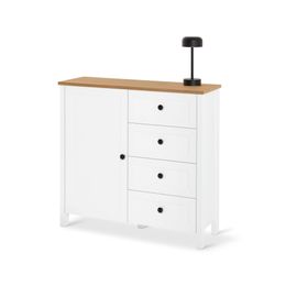Tchibo - Kommode &raquo;Clara&laquo; mit Schubladen und T&uuml;r - 92x31x87cm - schwarz - Holz / Echtholzfurnier / Metall