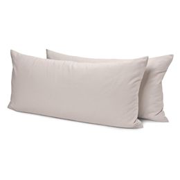 Tchibo - 2 Biber-Kopfkissenbez&uuml;ge - grau-beige