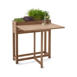 Tchibo - Pflanzkasten mit Ausklapptisch - 75x73,5x81,5cm - braun - Akazienholz / Stahl / Polypropylen