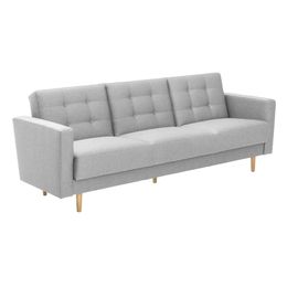 Tchibo - 3-Sitzer Schlafsofa &raquo;Janny&laquo; - 224x83x81cm - hellgrau - Polyester / Holz / Eschen-Massivholz