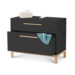 Tchibo - Waschbeckenunterschrank &raquo;Eklund&laquo; mit 2 Schubladen - 82x42x66cm - anthrazit - Holz / Eichenholz