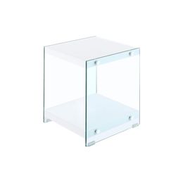 Kayoom Beistelltisch &raquo;Elementary 125&laquo; - 35x35x45cm - wei&szlig; - Holz / Glas