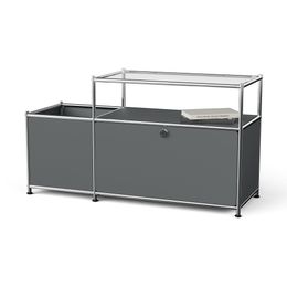 Tchibo - Lowboard Metall &raquo;Cn3&laquo; mit Klappenfach und Glasplatte - 116x40x64cm - chrom - Stahl / Aluminium / Kunststoff