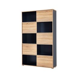 Tchibo - Gro&szlig;es Schiebet&uuml;rregal &raquo;Slide&laquo; - 120x35x196cm - anthrazit - Holz