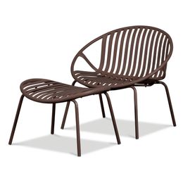 Tchibo - Woood Lounge Sessel mit Hocker - 81x72x73cm - braun - Aluminium / Polypropylen