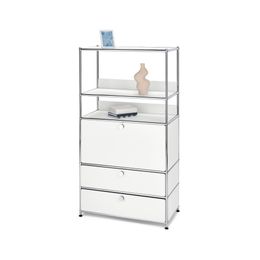 Tchibo - Regal Metall &raquo;Cn3&laquo; mit 1 Klappe und 2 Schubalden - 77x40x142,5cm - chrom - Stahl / Aluminium / Kunststoff