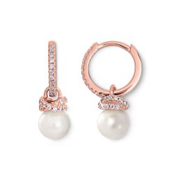 Tchibo - 925 Silber Creolen ros&eacute;vergoldet mit Perle - wei&szlig;