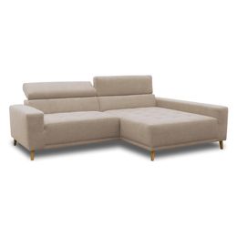 Domo Ecksofa mit Longchair &raquo;Helsingborg&laquo; - 172x248x44cm - braun -