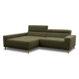 Domo Ecksofa mit Longchair &raquo;Helsingborg&laquo; - 248x172x44cm - braun - Polyester / Holz / Vlies