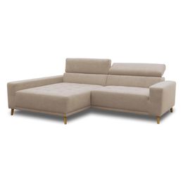 Domo Ecksofa mit Longchair &raquo;Helsingborg&laquo; - 248x172x44cm - braun -
