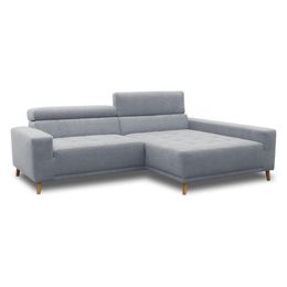 Domo Ecksofa mit Longchair &raquo;Helsingborg&laquo; - 172x248x44cm - blau -