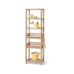 Tchibo - Massivholzregal - 45,7x30x150cm - braun - Rubberwood-Holz / Stahl