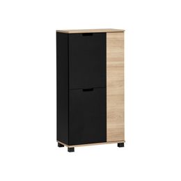 Tchibo - Highboard &raquo;Emmik&laquo; schwarz/wei&szlig;eiche - 60x32,5x117cm - schwarz - Holz / Kunststoff / Metall