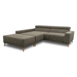 Domo Eck-Schlafsofa &raquo;Malm&ouml;&laquo; mit Hocker - 248x172x72cm - grau - Polyester / Acryl / Holz