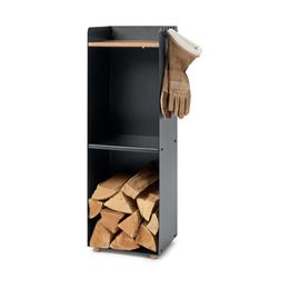 Tchibo - Hohes Kaminholzregal mit Ablagefl&auml;che - 30x25x87,5cm - schwarz - Stahl / Rubberwood-Holz / Holz