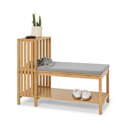 Tchibo - Sitzbank mit Schuhfach und Ablage in Lamellenoptik - 100x43,5x77cm - hellgrau -