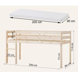 Hoppekids Halbhochbett &raquo;Comfort&laquo; - 206x101x114cm - naturfarben -