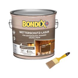BONDEX Wetterschutz-Lasur, 2,5 l, inkl. Flachpinsel, nussbaum