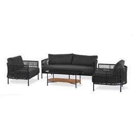Tchibo - Premium-Lounge-Set &raquo;Elin&laquo; mit Relax-Komfort-Kissen - 187x86,5x79cm - anthrazit - Holz / Eukalyptusholz / Glas