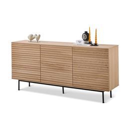 Tchibo - Sideboard &raquo;Finnsbo&laquo; mit Lamellenoptik - 170x40x78,8cm - schwarz - Holz / Echtholzfurnier / Stahl