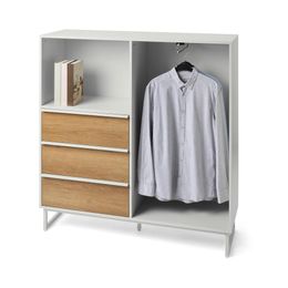 Tchibo - Kommode &raquo;Leeg&laquo; mit 3 Schubladen und Kleiderstange - 120x40x124cm - hellgrau - Stahl