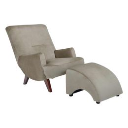 Tchibo - Sessel &raquo;Borano&laquo; mit Hocker - 71x101x80cm - nussbaum - Polyester / Buchenholz