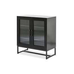 Tchibo - Sideboard mit Glast&uuml;ren - 80x40x86,5cm - schwarz - Glas / Metall