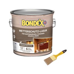 BONDEX Wetterschutz-Lasur, 2,5 l, inkl. Flachpinsel, mahagoni