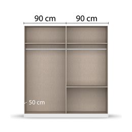 Rauch Dreht&uuml;renschrank 4-t&uuml;rig mit Spiegel &raquo;Joel&laquo; - 181x54x197cm - wei&szlig; -