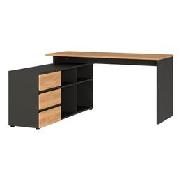 Tchibo - Winkelschreibtisch &raquo;Lissabon&laquo; - 146x145x77cm - braun - Holz / Acryl / Papier