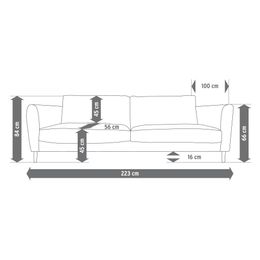 Tchibo - 3-Sitzer-Cordsofa - 223x100x84cm - grau -