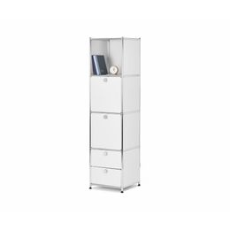 Tchibo - Schrank Metall &raquo;Cn3&laquo; mit 2 Klappen und 2 Schubladen - 40x40x158,5cm - chrom - Stahl / Aluminium / Kunststoff