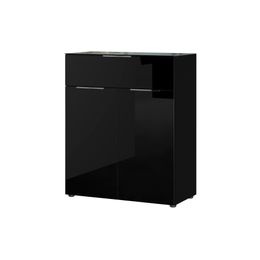 Germania-Kommode &raquo;GW-Oakland&laquo; - 83x42x102cm - schwarz - Holz / Glas