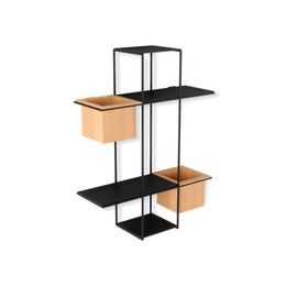 Umbra-Wandregal mit integrierten Pflanzt&ouml;pfen &raquo;Cubist&laquo; - 64x16x48cm - schwarz - Eisen / Holz / Polypropylen
