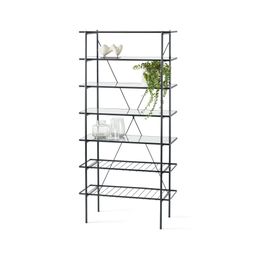 Tchibo - Regal - 90x39,5x185cm - schwarz - Stahl / Glas / Glas