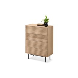 Tchibo - Kommode &raquo;Finnsbo&laquo; mit Lamellenoptik - 80x40x108,3cm - schwarz - Holz / Echtholzfurnier / Stahl