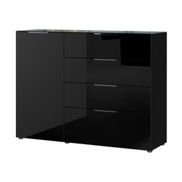 Germania-Sideboard &raquo;GW-Oakland&laquo; - 134x42x102cm - schwarz - Glas / Glas