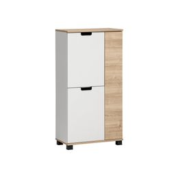 Tchibo - Highboard &raquo;Emmik&laquo; wei&szlig;/wei&szlig;eiche - 60x32,5x117cm - schwarz - Holz / Kunststoff / Metall