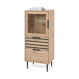 Tchibo - Vitrine &raquo;Baaken&laquo; mit Glast&uuml;r und 2 Schubladen - 51,4x35,1x114,3cm - schwarz - Holz / Glas / Aluminium